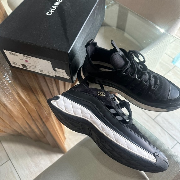 CHANEL | Shoes | Womens Chanel Black Sneakers Size 39 2 | Poshmark
